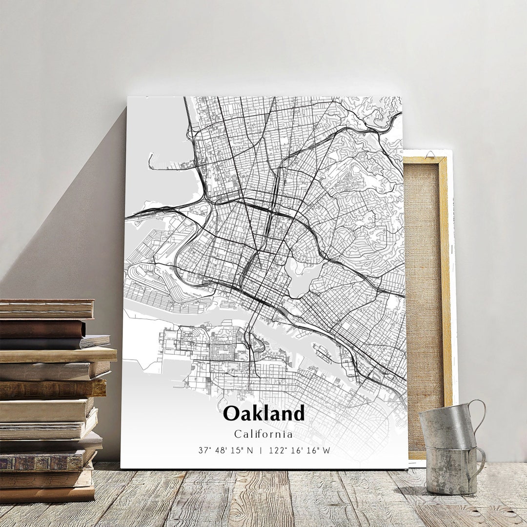 Oakland City Map Print, Oakland California Map Poster, USA City Street ...