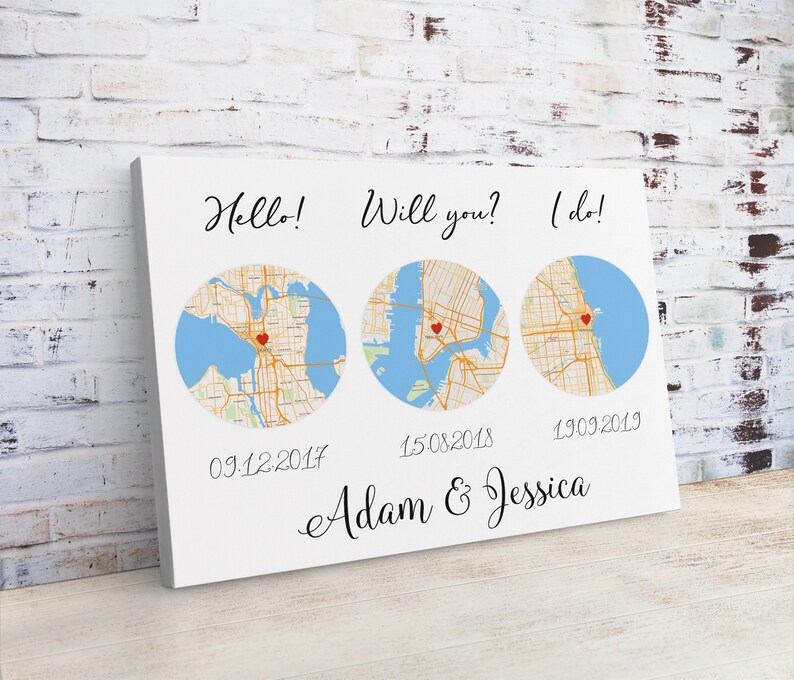 Hello Will You I Do Maps Art Print Anniversary Wedding - Etsy