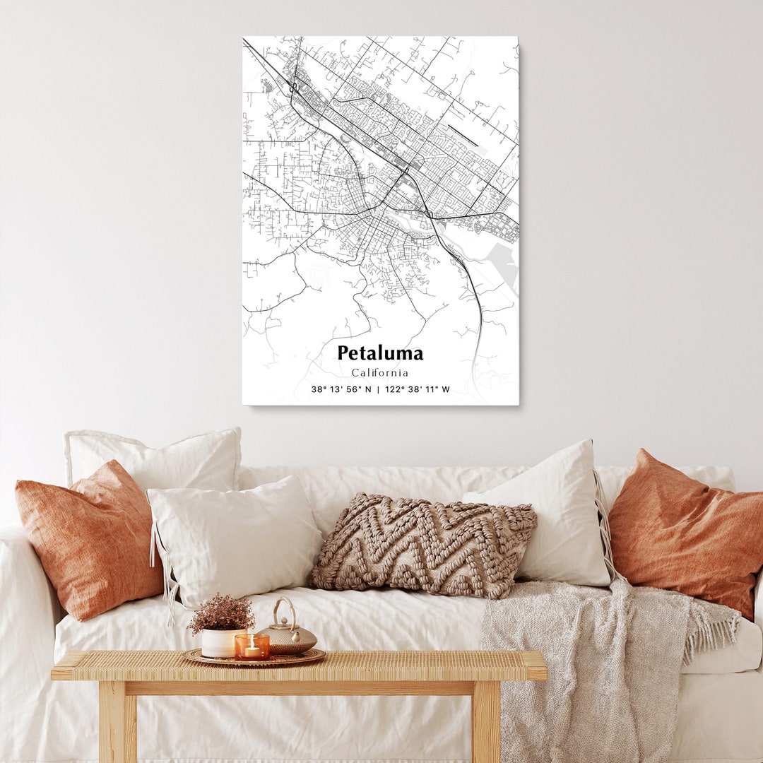 Petaluma City Map Print, Petaluma California Map Poster, USA City ...