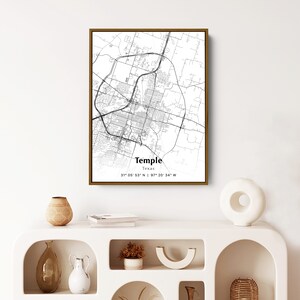 Temple City Map Print, Temple Texas Map Poster, USA City Street Map ...