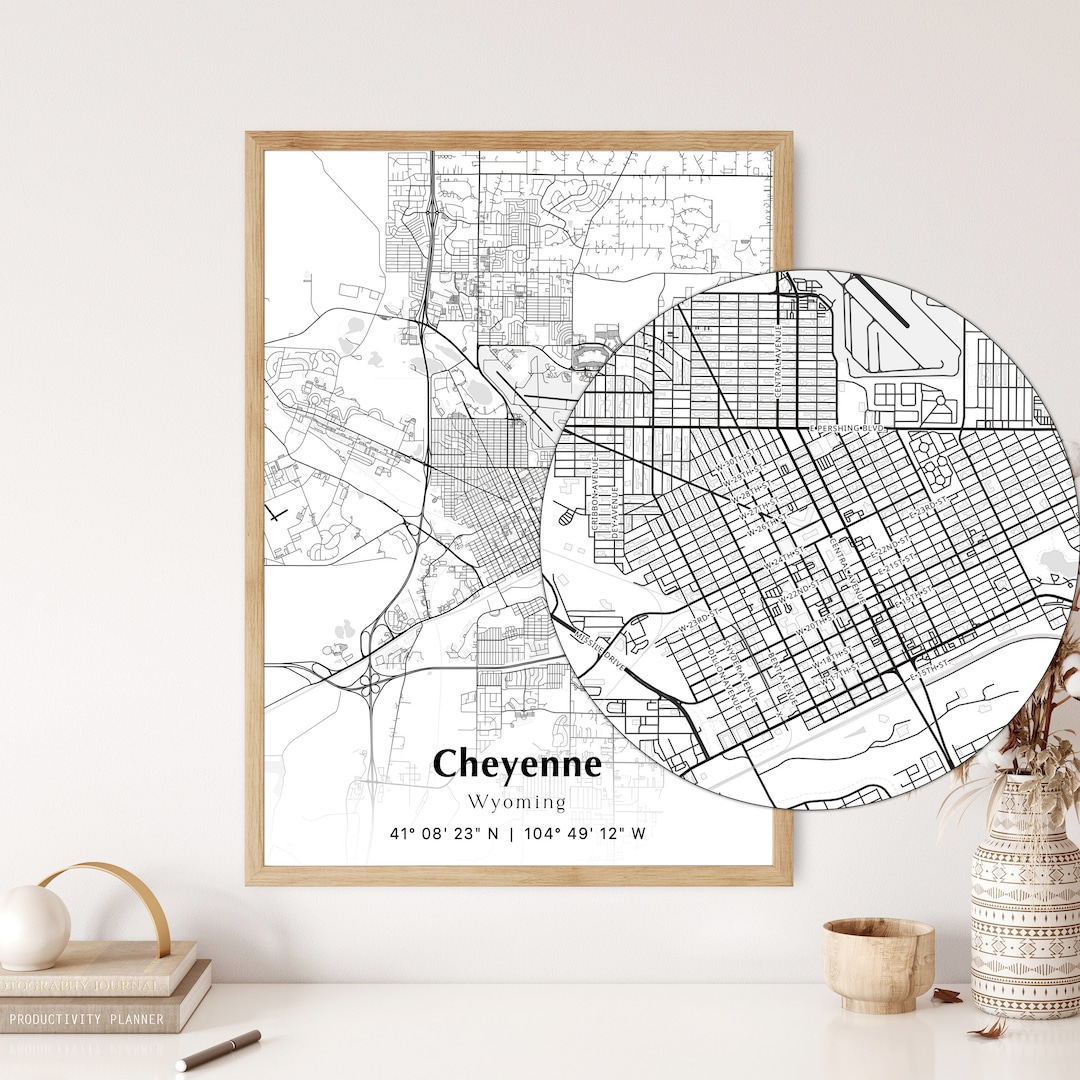 Cheyenne City Map Print, Cheyenne Wyoming Map Poster, USA City Street ...