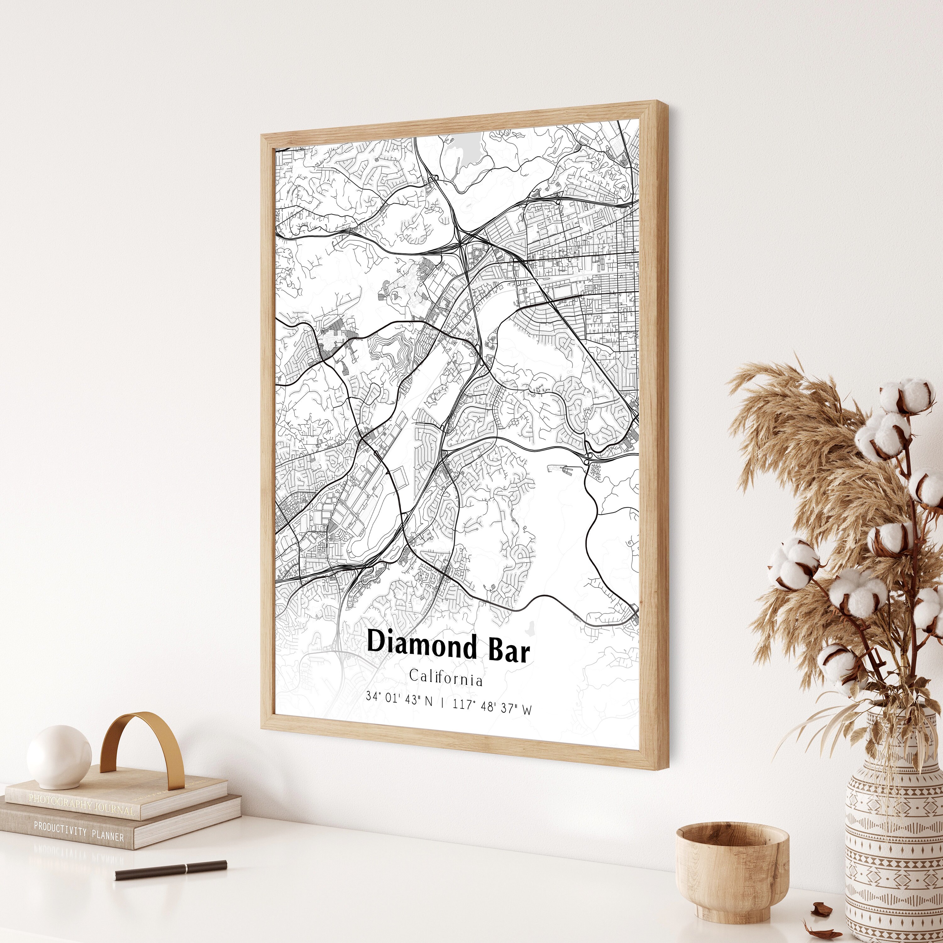 Map of Diamond Bar Digital File Modern City Map Diamond Bar - Etsy