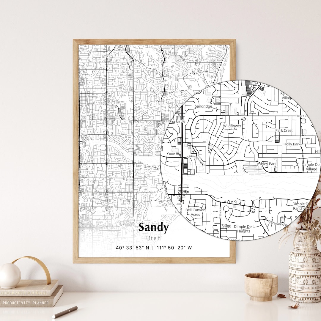 Sandy City Map Print, Sandy Utah Map Poster, USA City Street Map, Map ...