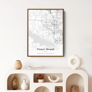 Flower Mound City Map Print, Flower Mound Texas Map Poster, USA City ...