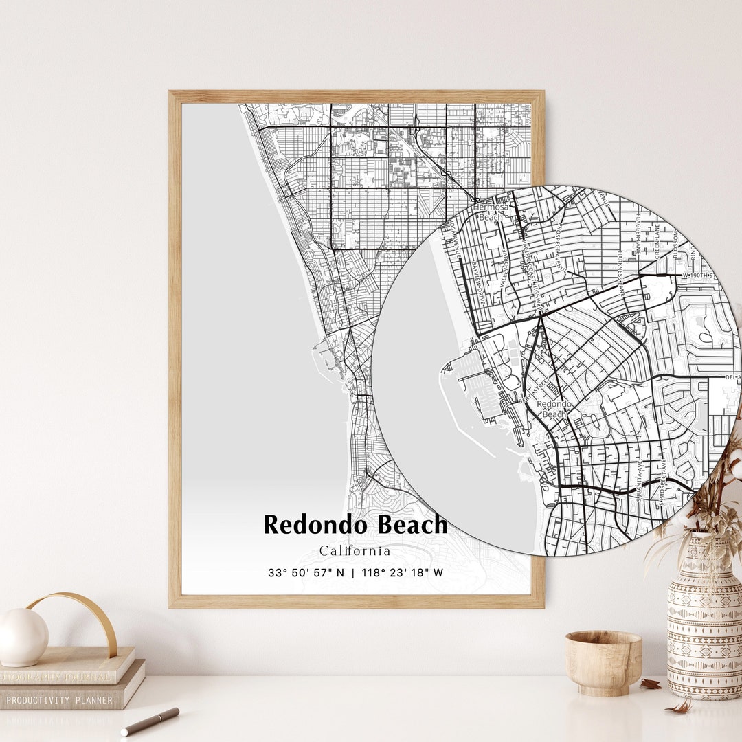 Redondo Beach City Map Print, Redondo Beach California Map Poster, USA ...