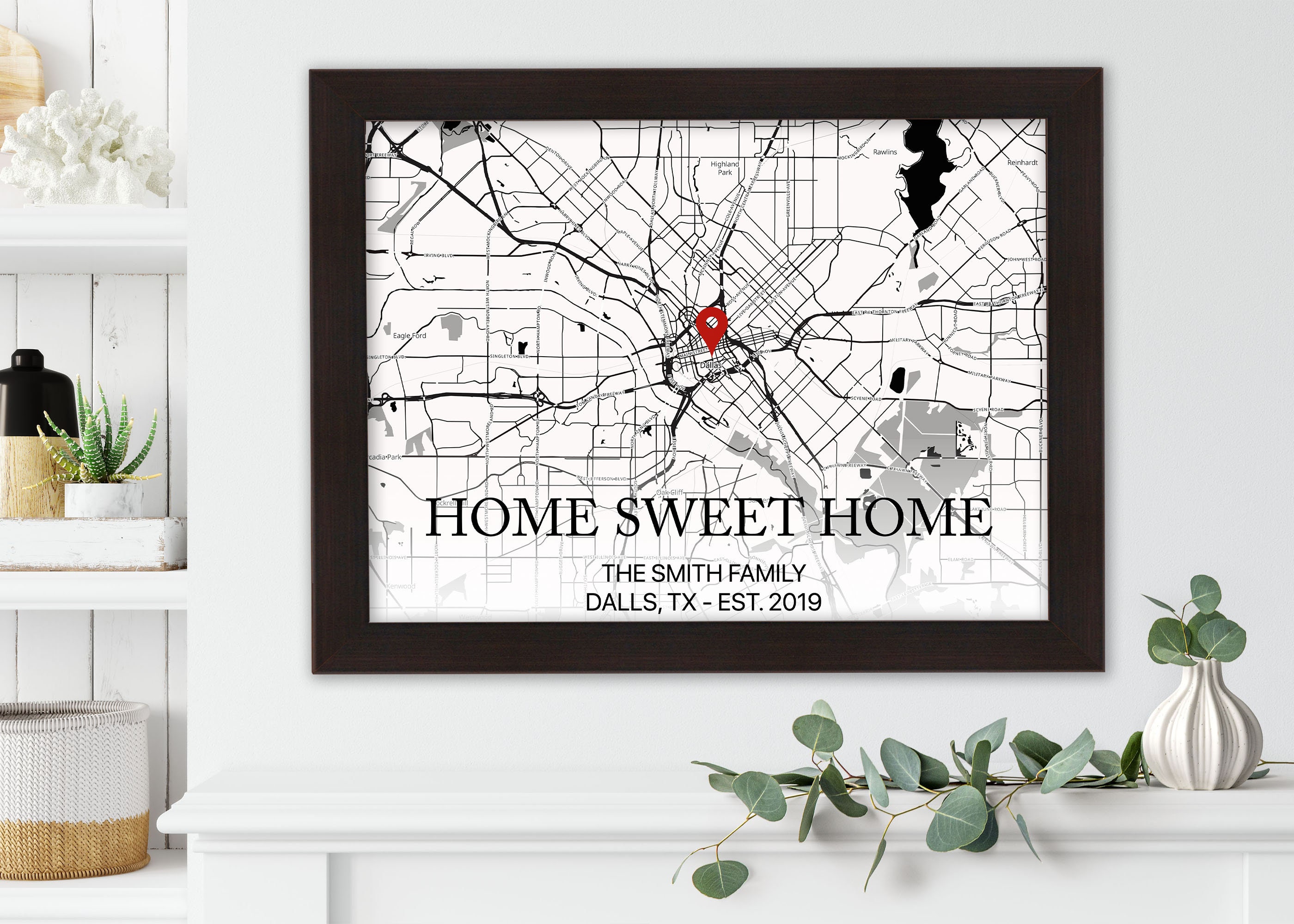 Custom map print Custom home address print Home sweet home | Etsy