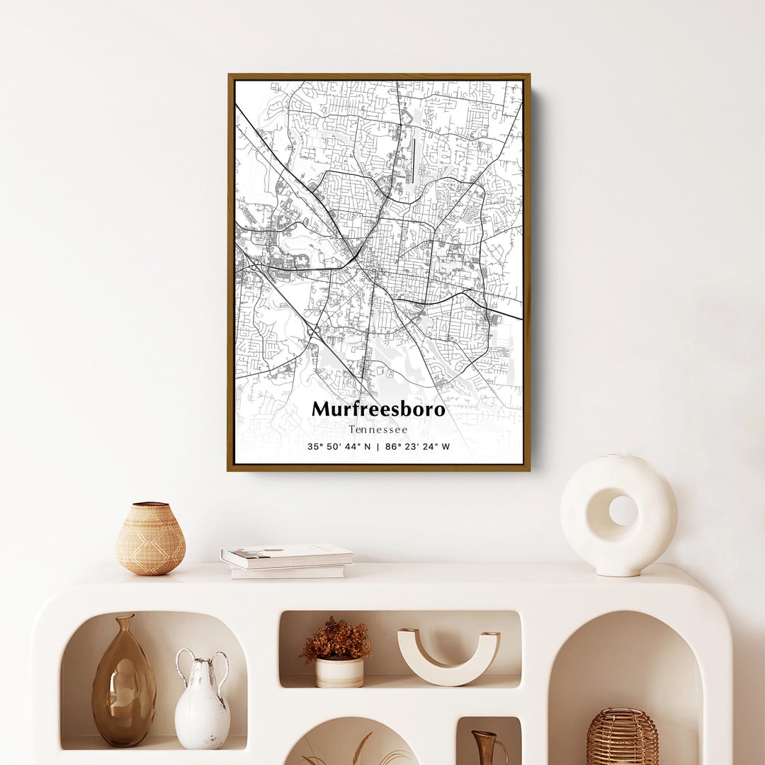 Murfreesboro City Map Print, Murfreesboro Tennessee Map Poster, USA ...