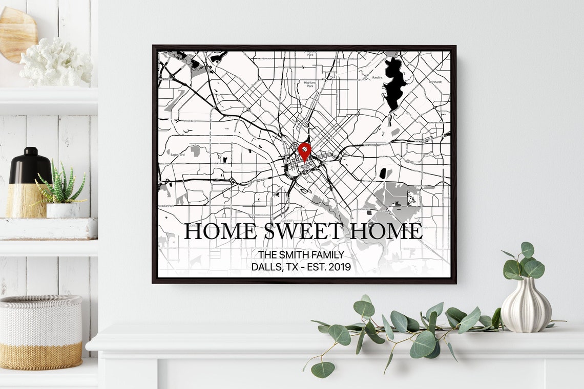 Framed Map Artwork Custom Map Print Map Decor Map Art Gift - Etsy