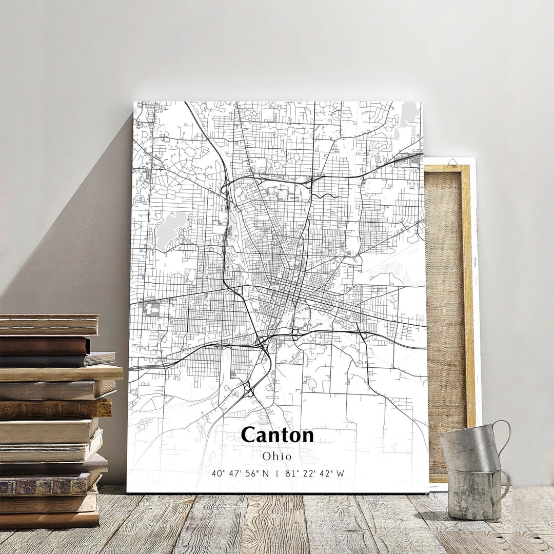 Canton City Map Print, Canton Ohio Map Poster, USA City Street Map, Map ...