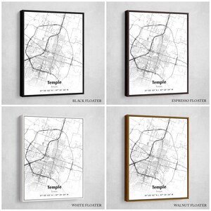 Temple City Map Print, Temple Texas Map Poster, USA City Street Map ...