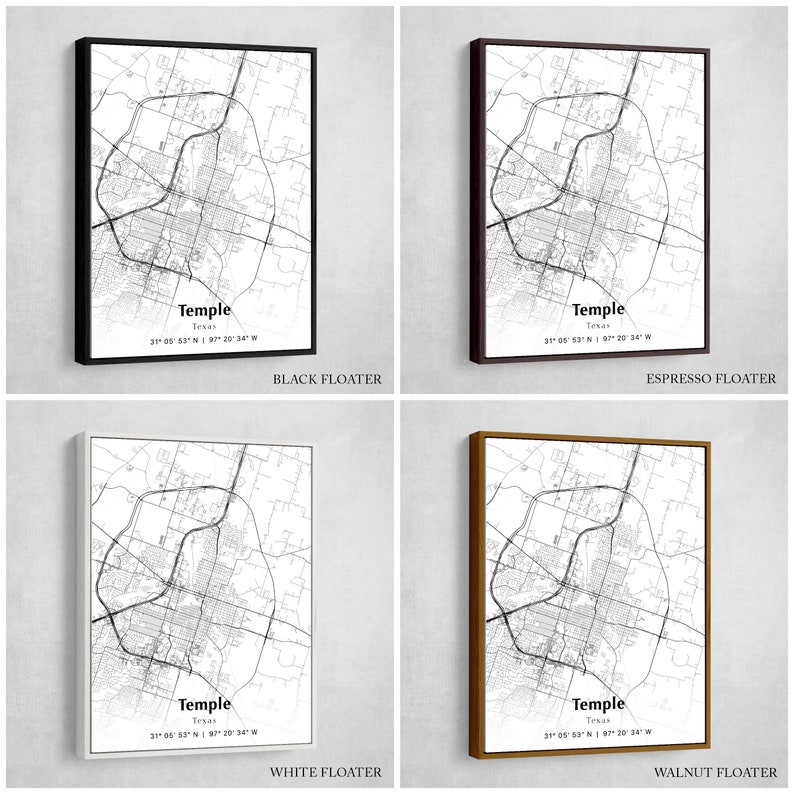 Temple City Map Print Temple Texas Map Poster USA City - Etsy