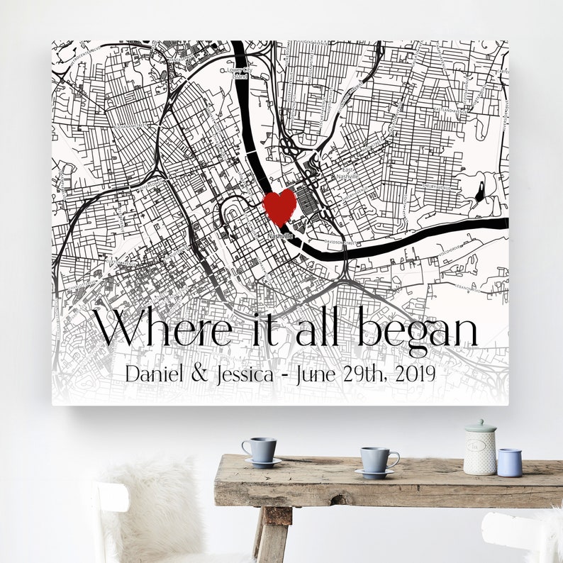 Where it all began map Custom map print Map on canvas Any | Etsy