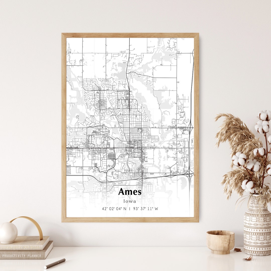 Map of Ames Digital File Modern City Map Ames Printable Map - Etsy Canada