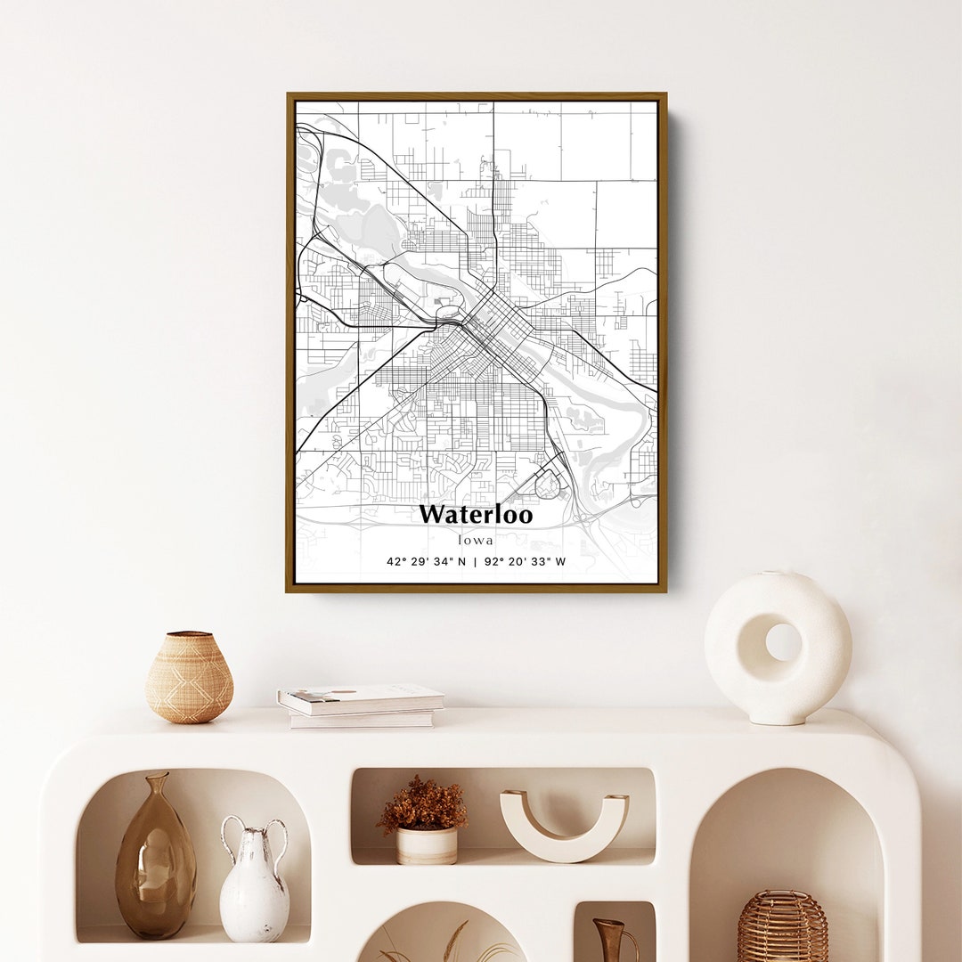 Waterloo City Map Print, Waterloo Iowa Map Poster, USA City Street Map ...
