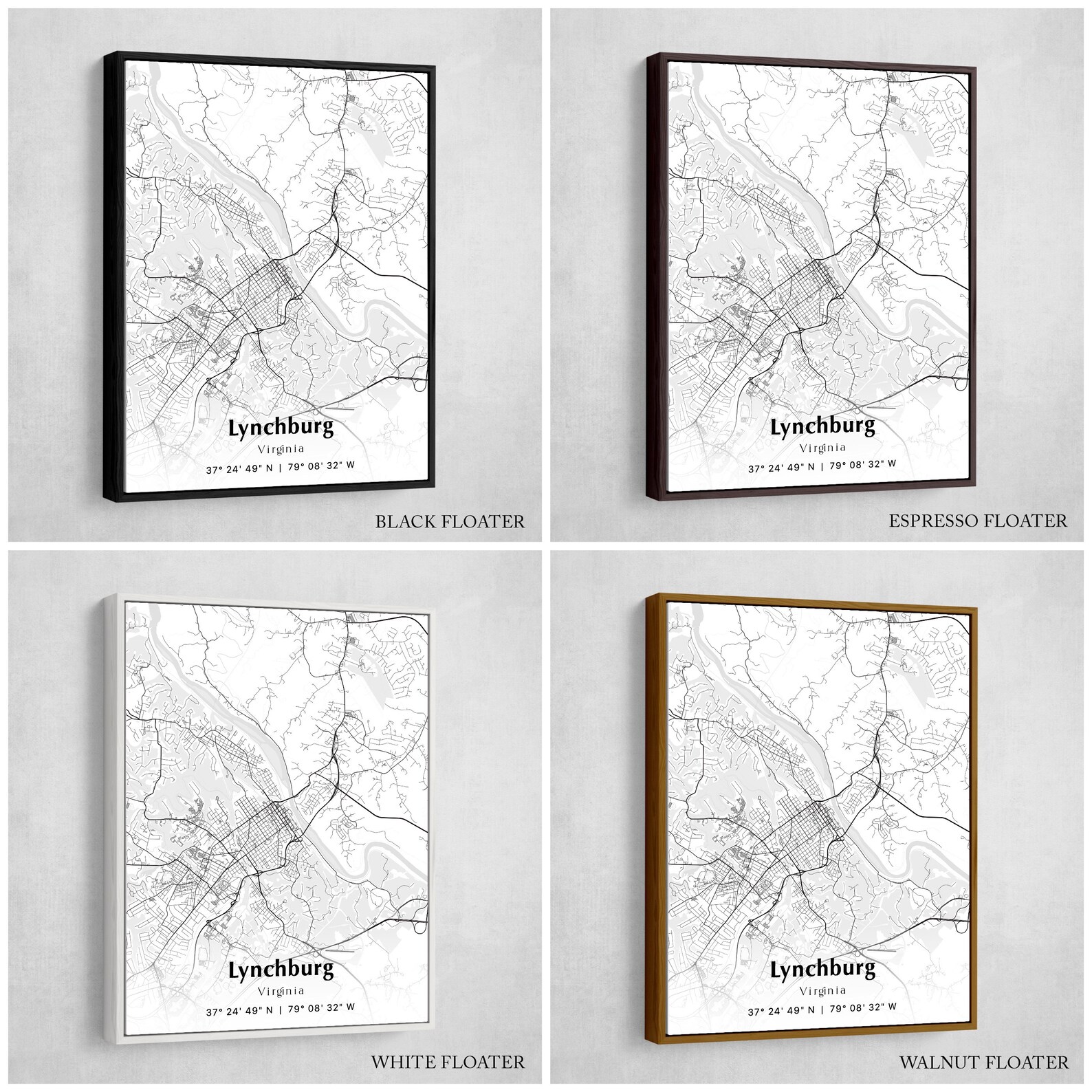 Lynchburg City Map Print, Lynchburg Virginia Map Poster, USA City ...