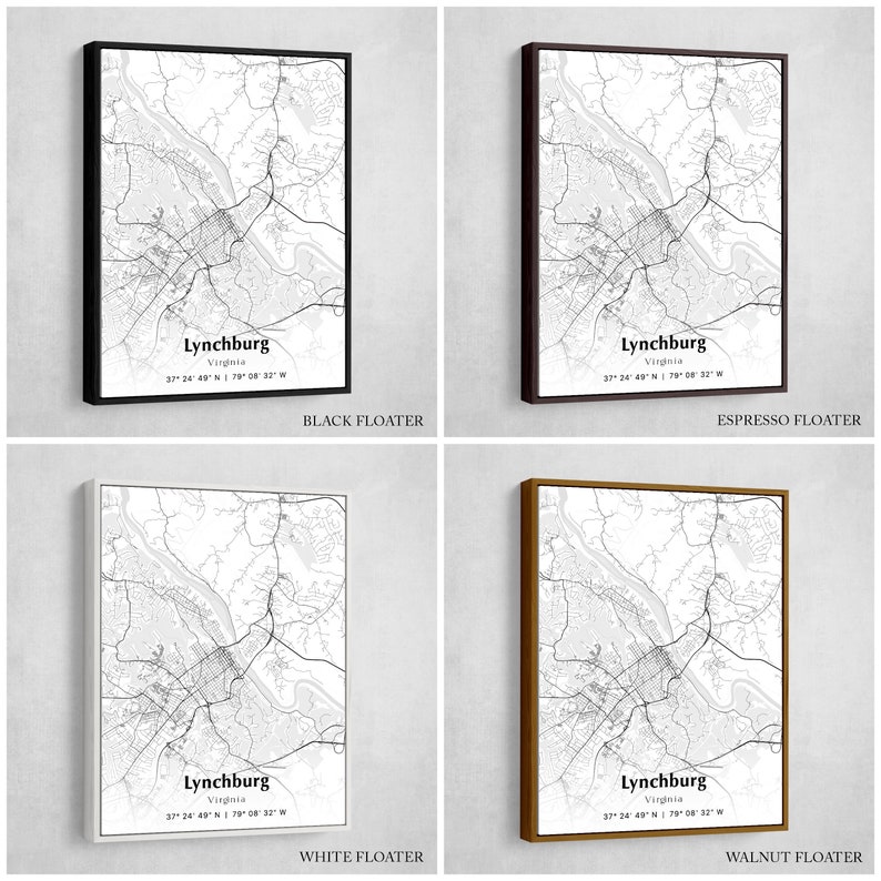 Lynchburg City Map Print, Lynchburg Virginia Map Poster, USA City ...