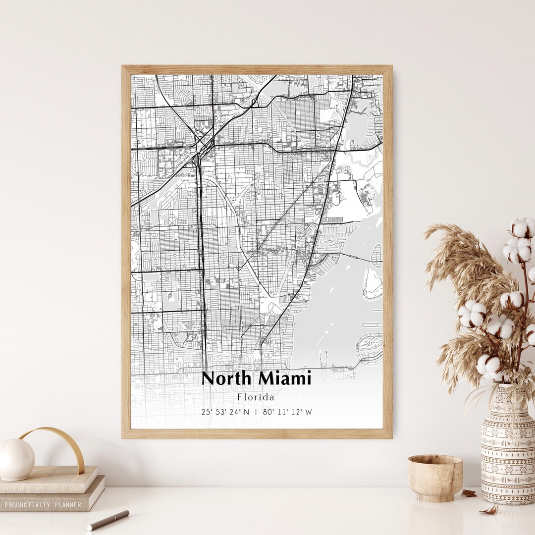 Map of North Miami Digital File Modern City Map North Miami - Etsy