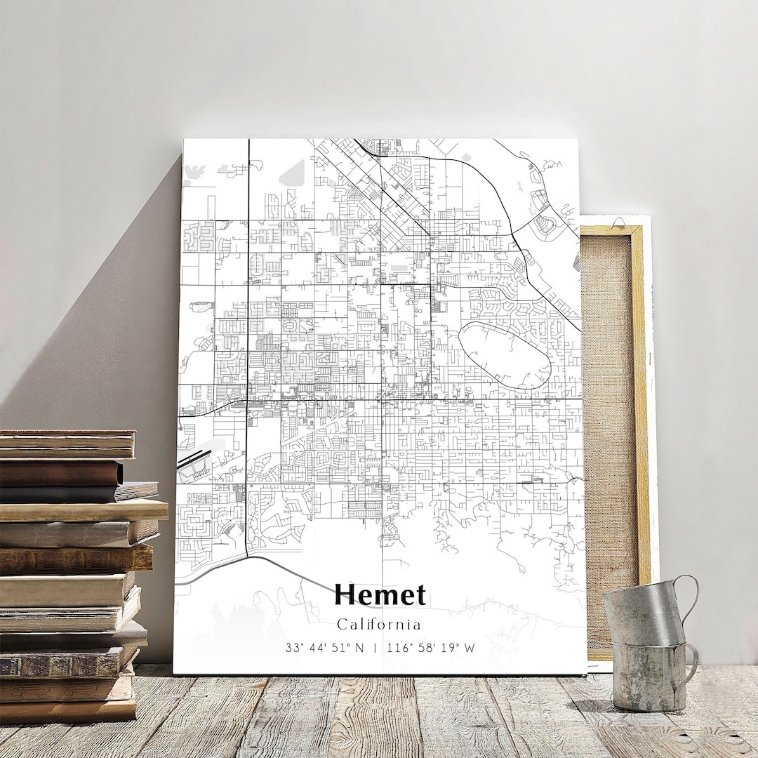 Hemet City Map Print, Hemet California Map Poster, USA City Street Map ...