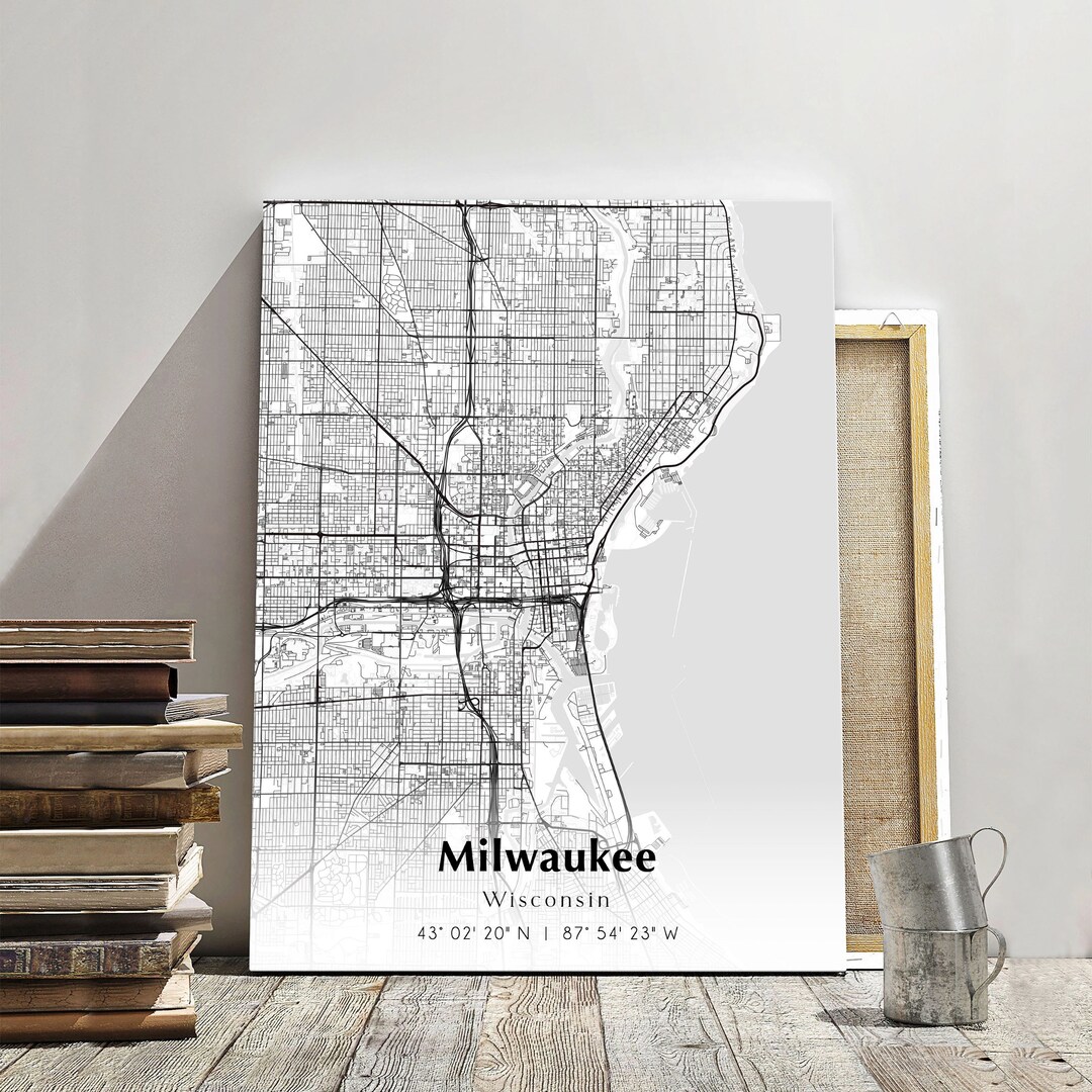 Milwaukee City Map Print, Milwaukee Wisconsin Map Poster, USA City ...
