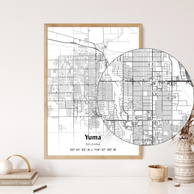 Yuma City Map Print, Yuma Arizona Map Poster, USA City Street Map, Map ...