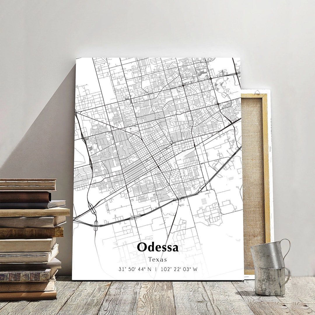 Odessa City Map Print, Odessa Texas Map Poster, USA City Street Map ...