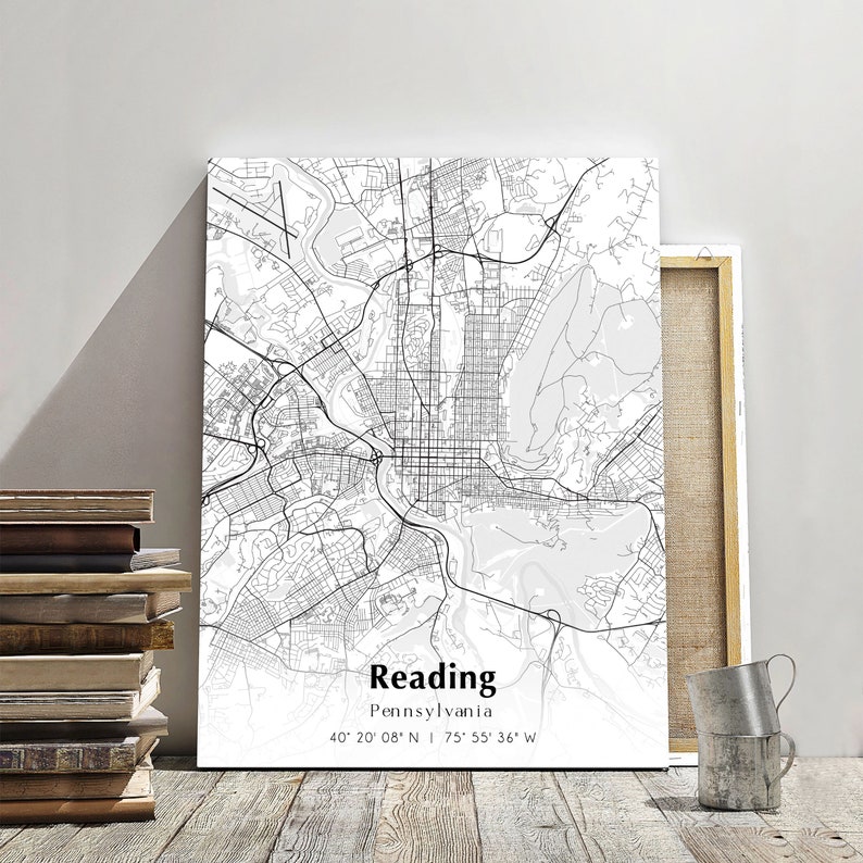 Reading City Map Print, Reading Pennsylvania Map Poster, USA City ...