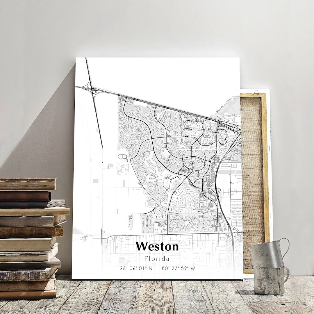 Weston City Map Print, Weston Florida Map Poster, USA City Street Map ...