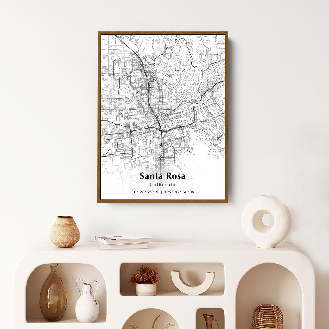 Santa Rosa City Map Print, Santa Rosa California Map Poster, USA City ...