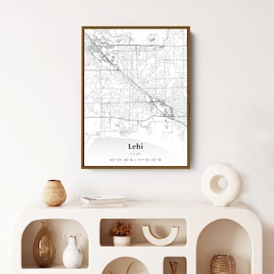 Lehi City Map Print, Lehi Utah Map Poster, USA City Street Map, Map of ...