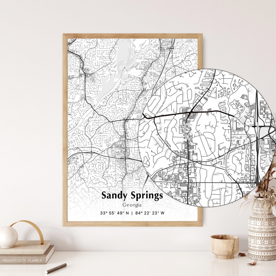 Sandy Springs City Map Print, Sandy Springs Georgia Map Poster, USA ...