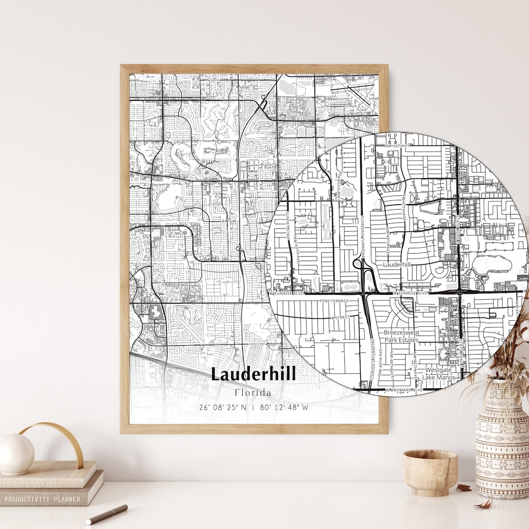 Map of Lauderhill Digital File Modern City Map Lauderhill - Etsy