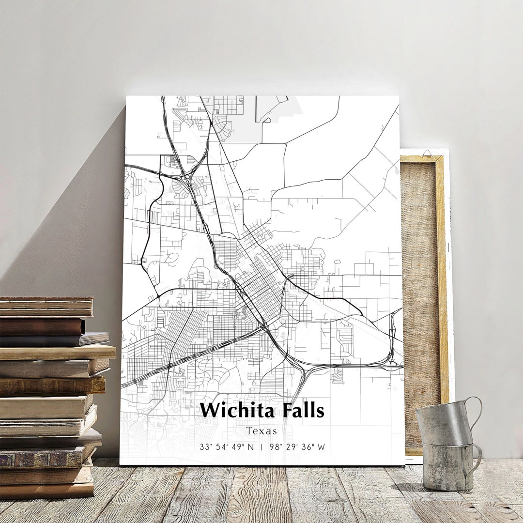 Wichita Falls City Map Print, Wichita Falls Texas Map Poster, USA City ...