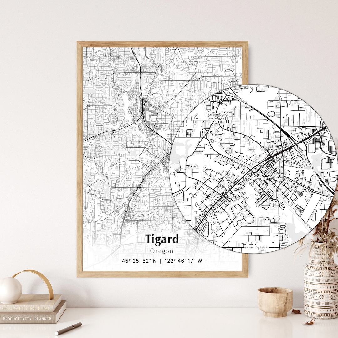 Tigard City Map Print, Tigard Oregon Map Poster, USA City Street Map ...