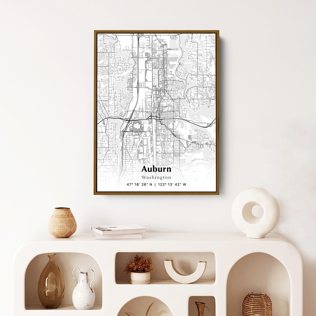 Auburn City Map Print, Auburn Washington Map Poster, USA City Street ...