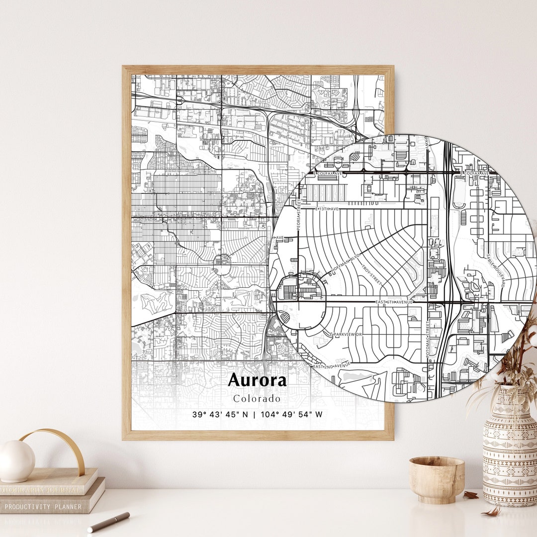 Aurora City Map Print, Aurora Colorado Map Poster, USA City Street Map ...