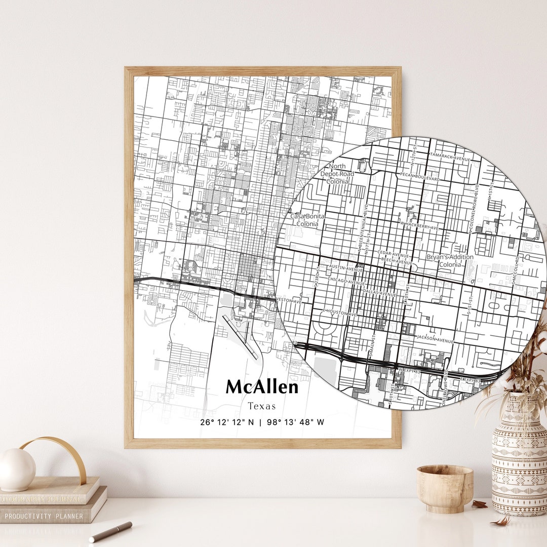 Mcallen City Map Print, Mcallen Texas Map Poster, USA City Street Map ...