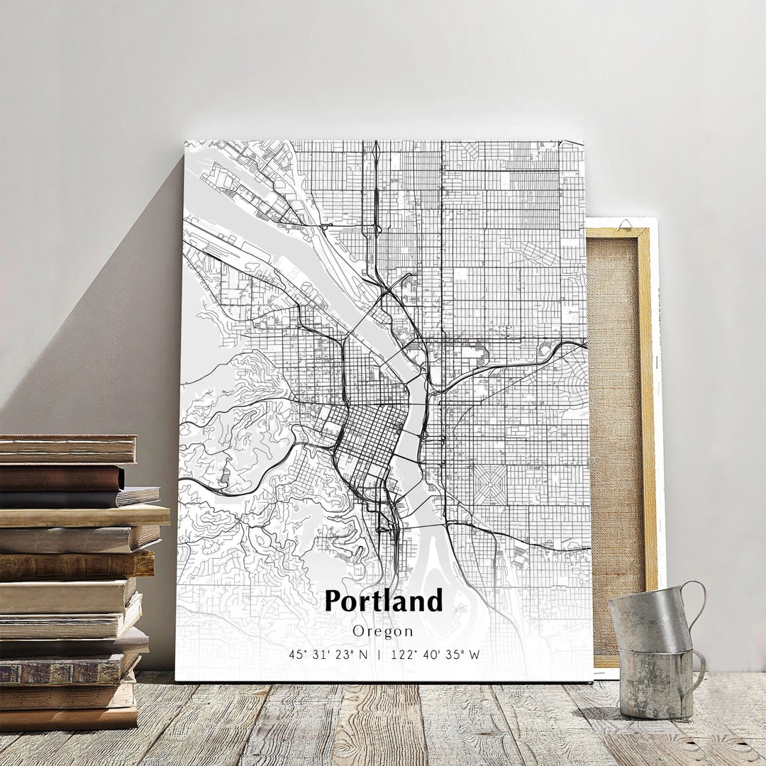 Portland City Map Print, Portland Oregon Map Poster, USA City Street ...