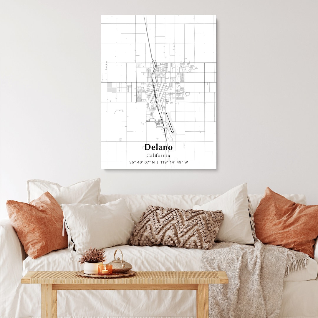 Delano City Map Print, Delano California Map Poster, USA City Street ...