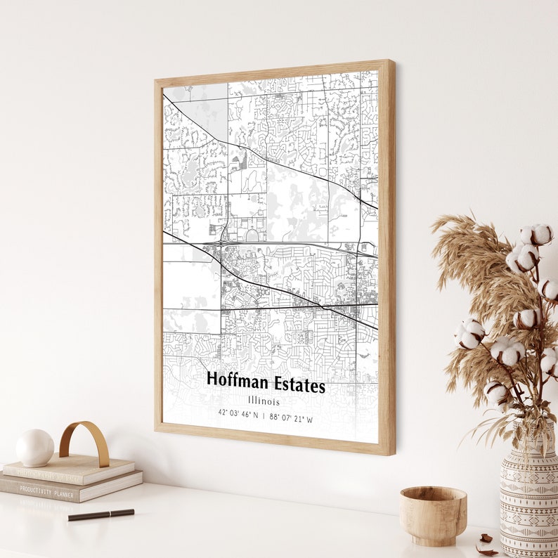 Map of Hoffman Estates Digital File Modern City Map Hoffman - Etsy