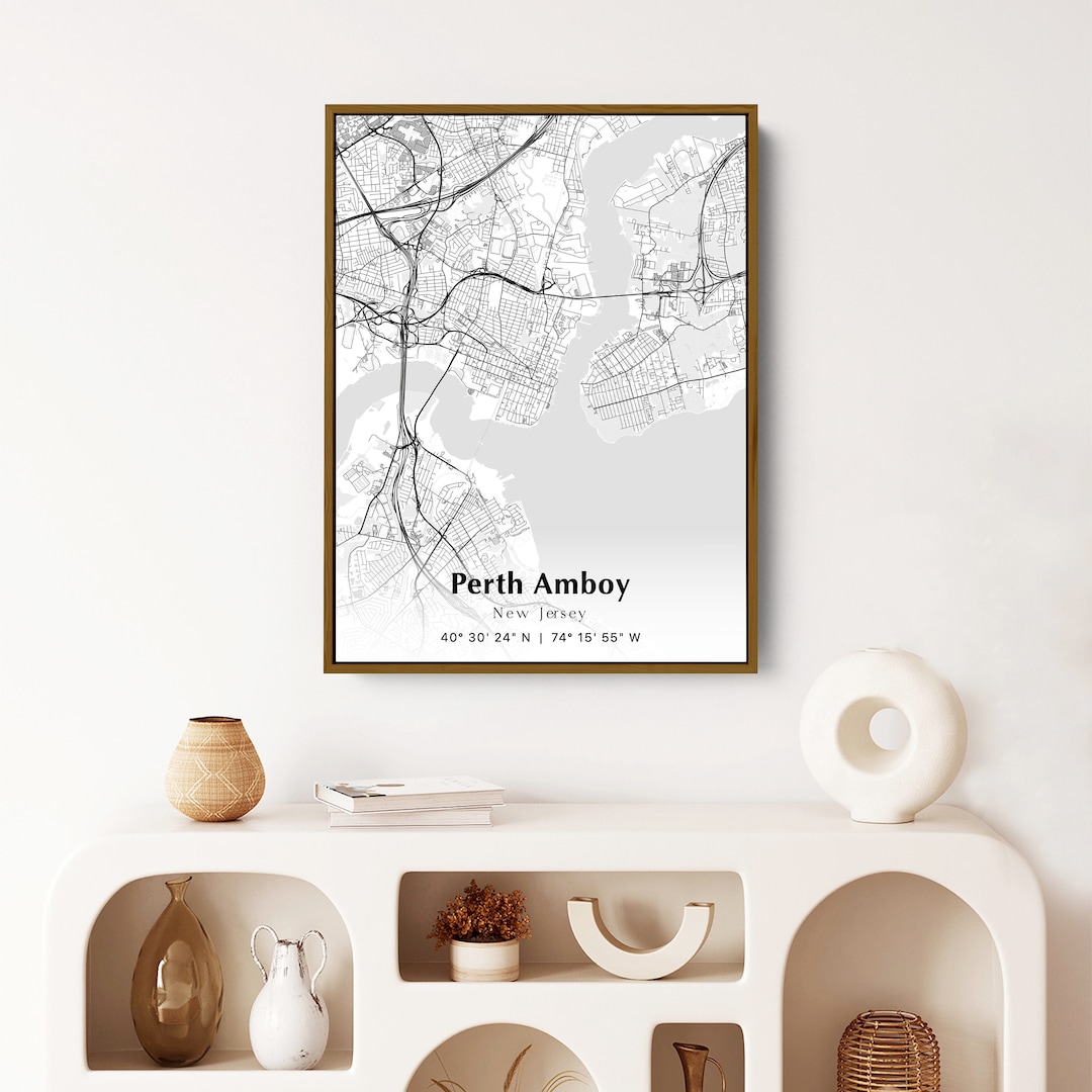 Perth Amboy City Map Print, Perth Amboy New Jersey Map Poster, USA City ...