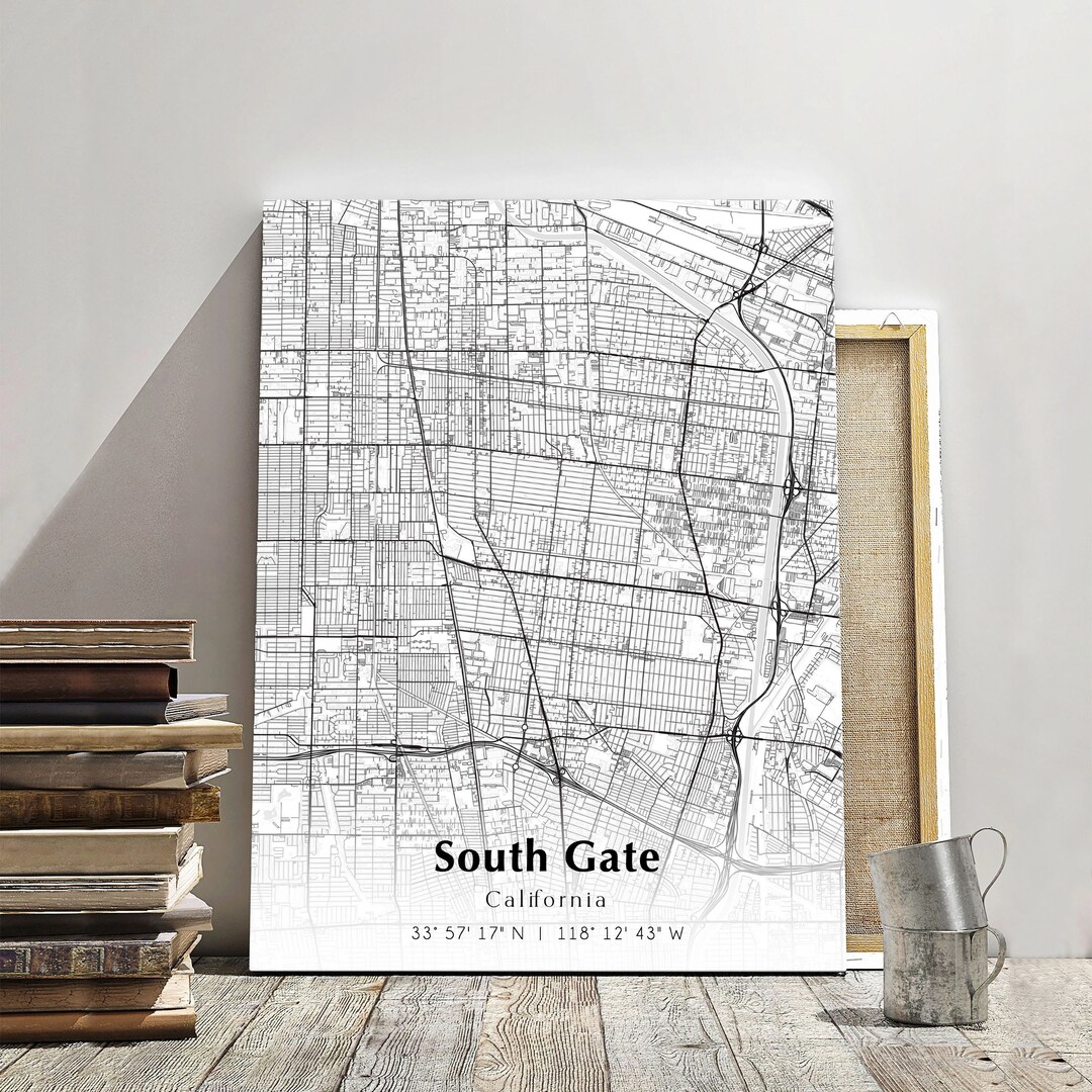 South Gate City Map Print, South Gate California Map Poster, USA City ...