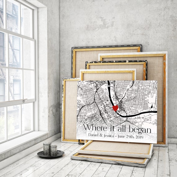 Custom Map Print Map Canvas Print Any Location Map Print | Etsy