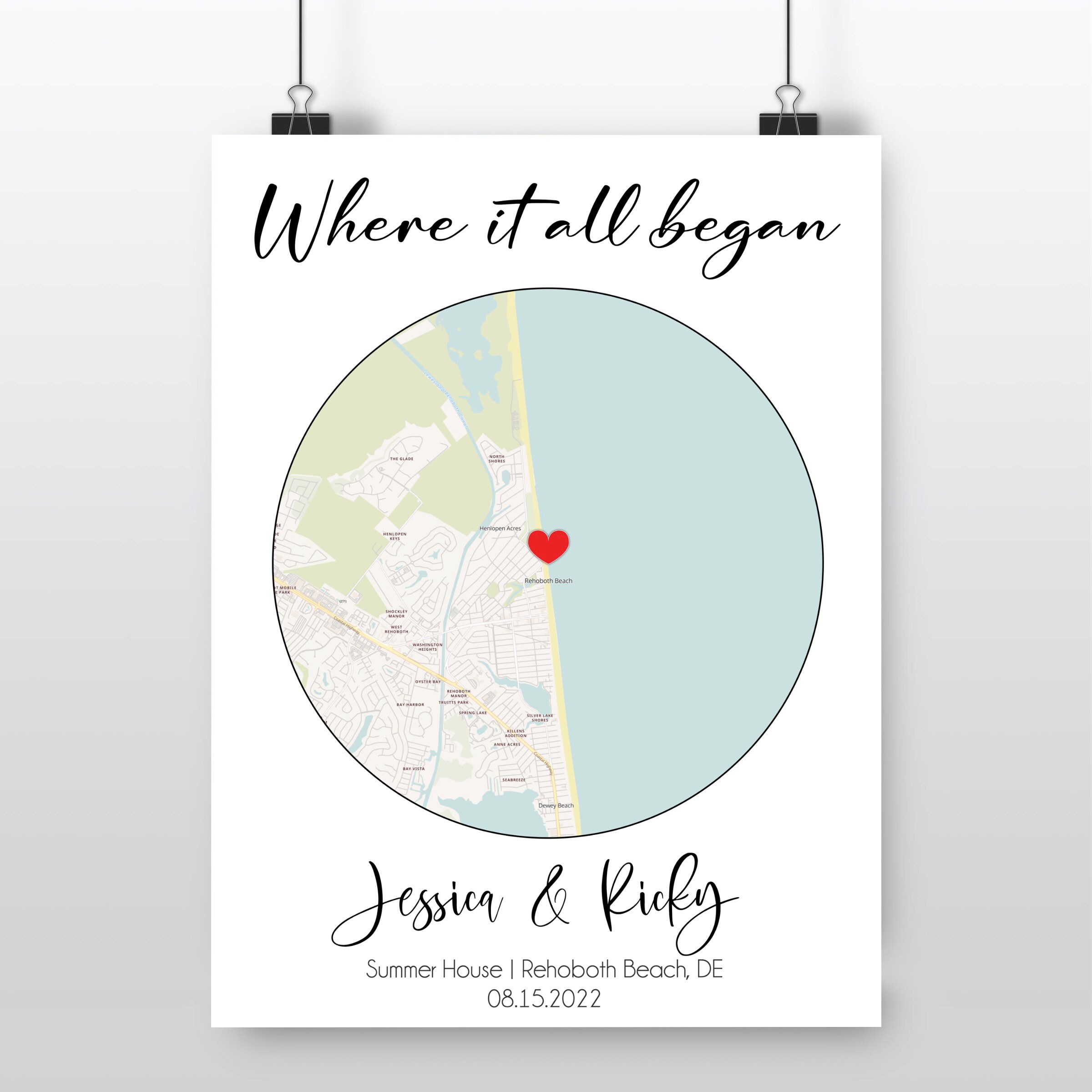 Where We Met, Where It All Began Map, Couple Map, Gift for Her, Gift ...