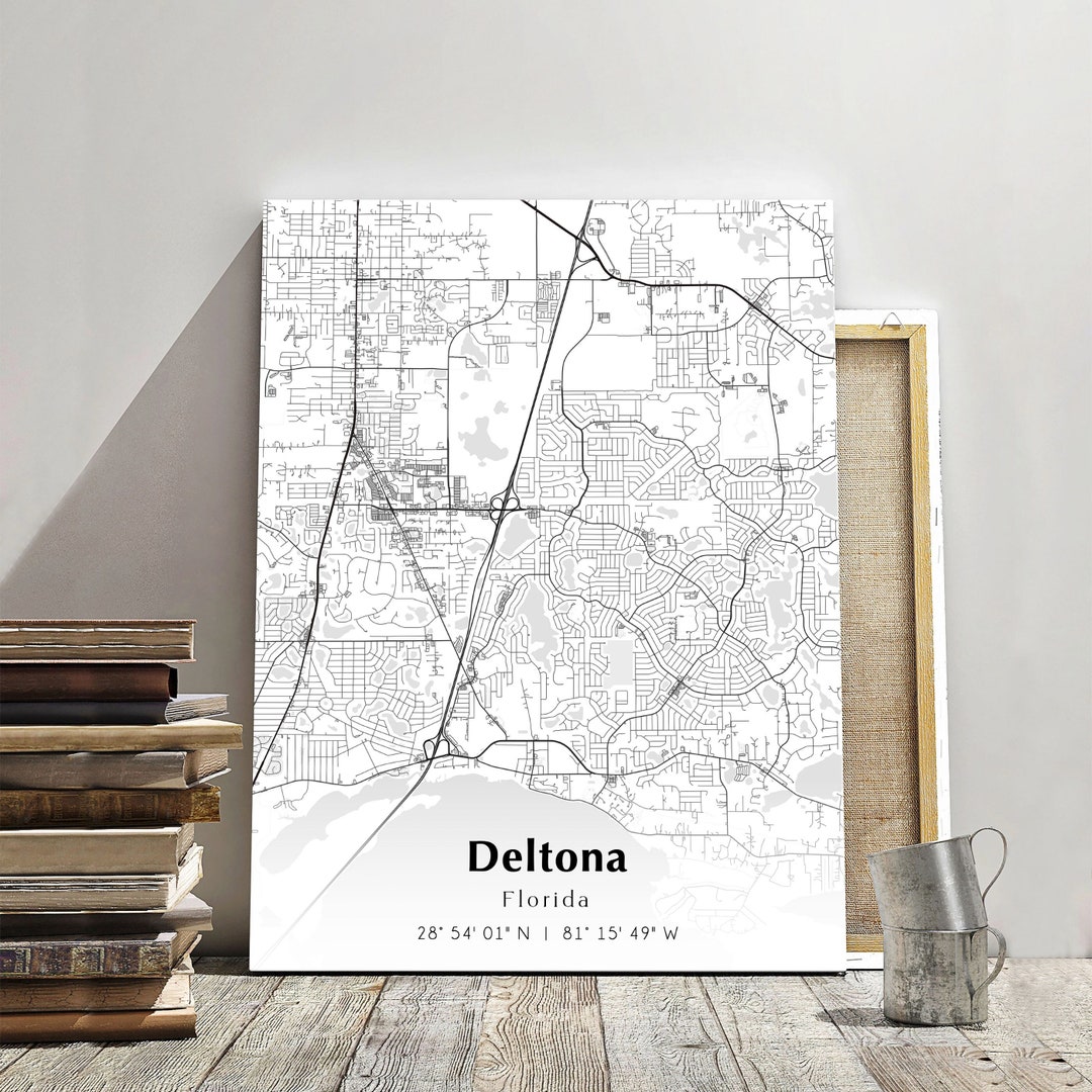 Deltona City Map Print, Deltona Florida Map Poster, USA City Street Map ...