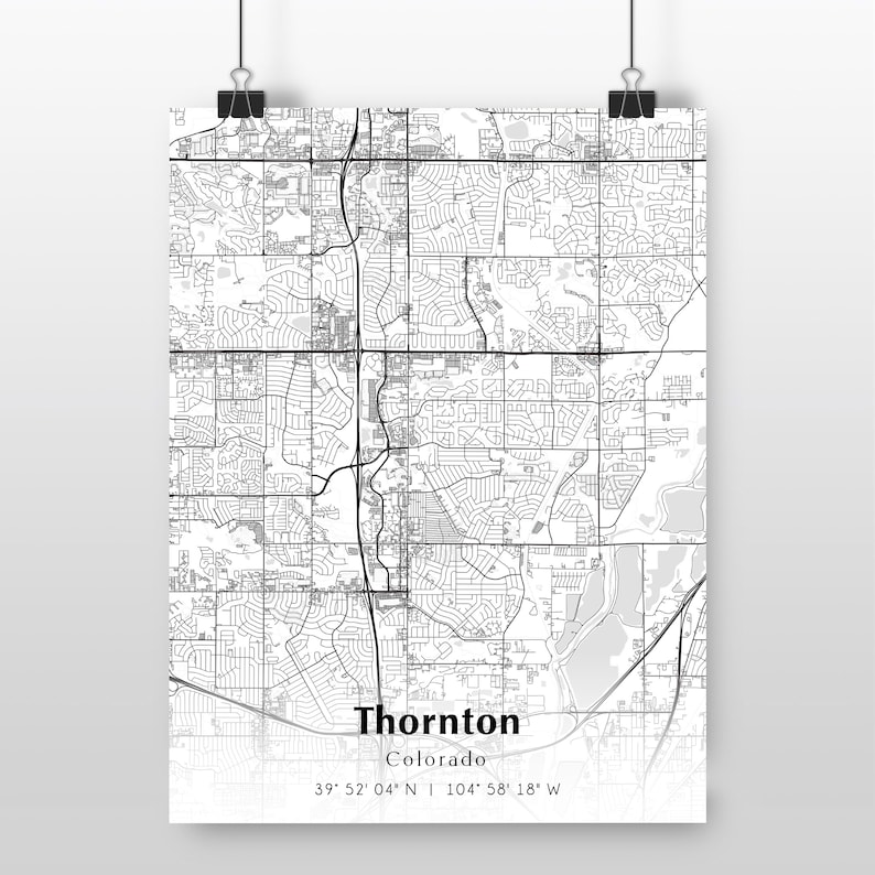 Thornton City Map Print, Thornton Colorado Map Poster, USA City Street ...