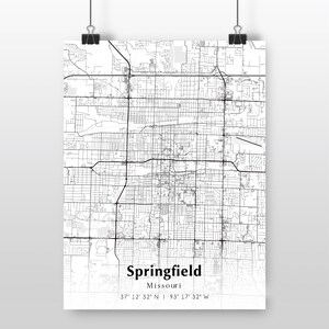 Springfield City Map Print, Springfield Missouri Map Poster, USA City ...