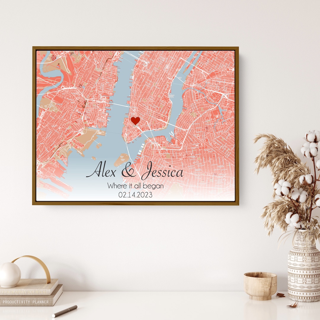 Where We Met Map, Valentines Day Gifts, Personalized Couples Gift ...