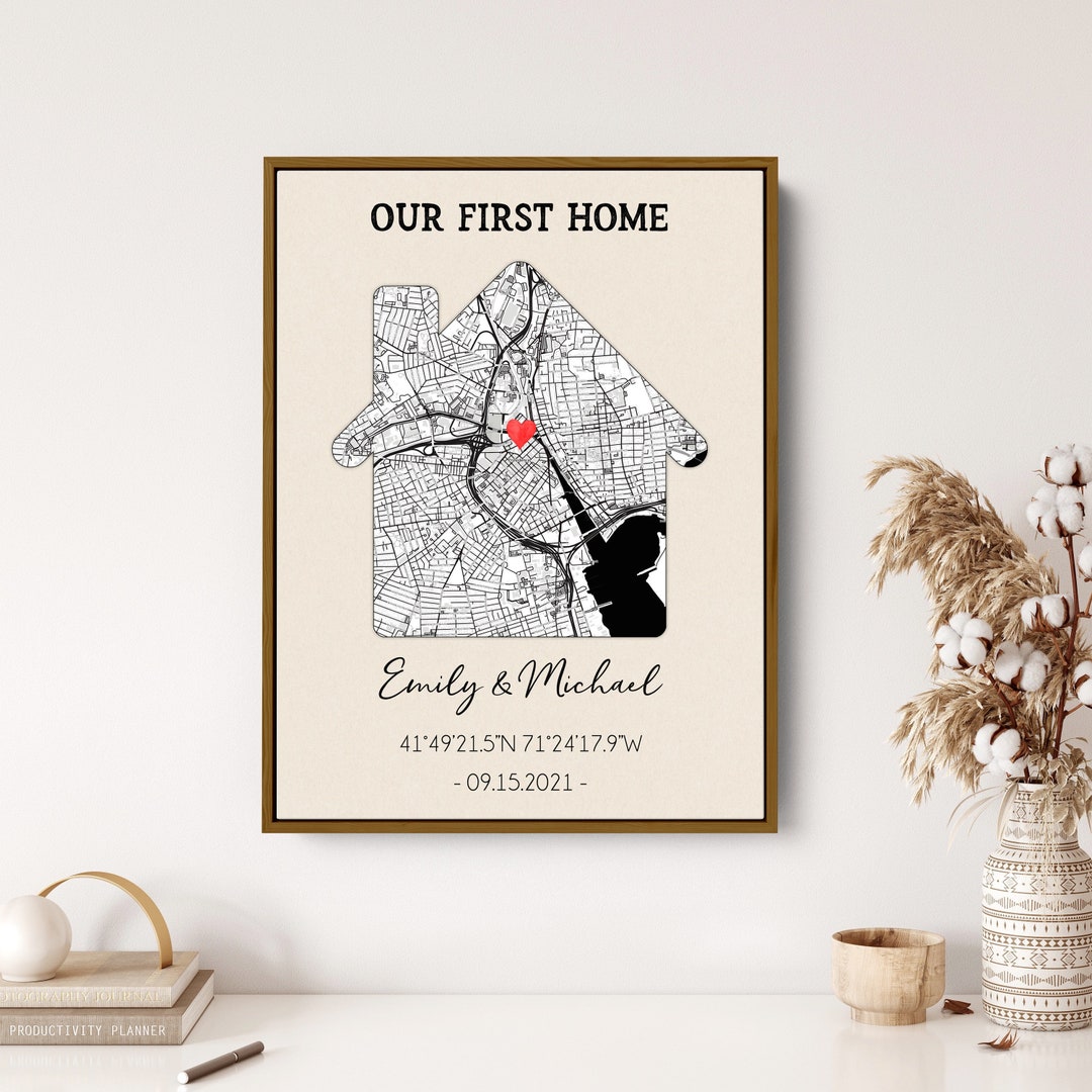 Custom Home Map, Custom Housewarming Gifts, First Home Location Map ...