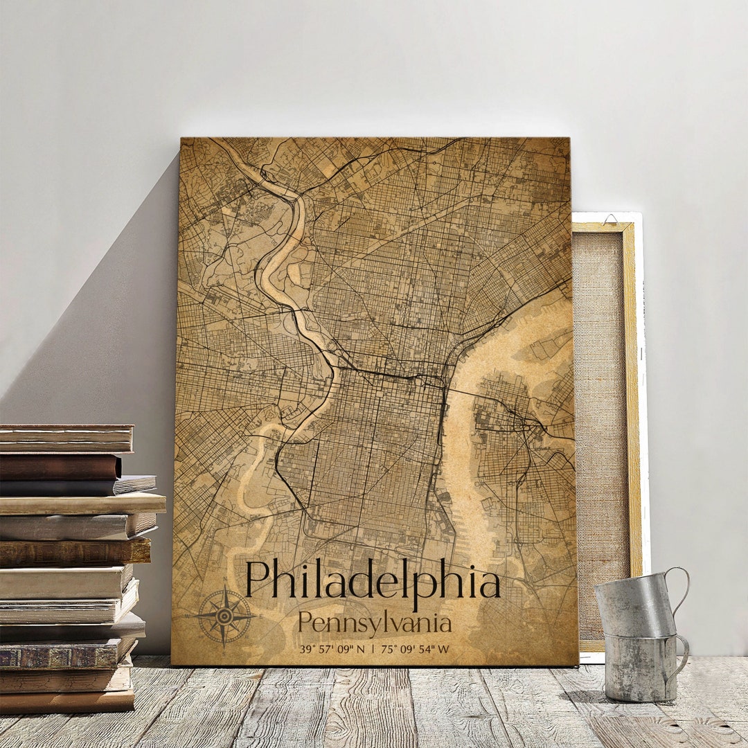 Philadelphia City Map Print, Philadelphia Pennsylvania Map Poster, USA ...