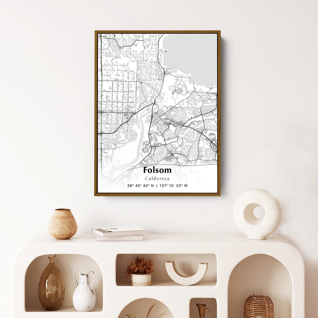Folsom City Map Print, Folsom California Map Poster, USA City Street ...
